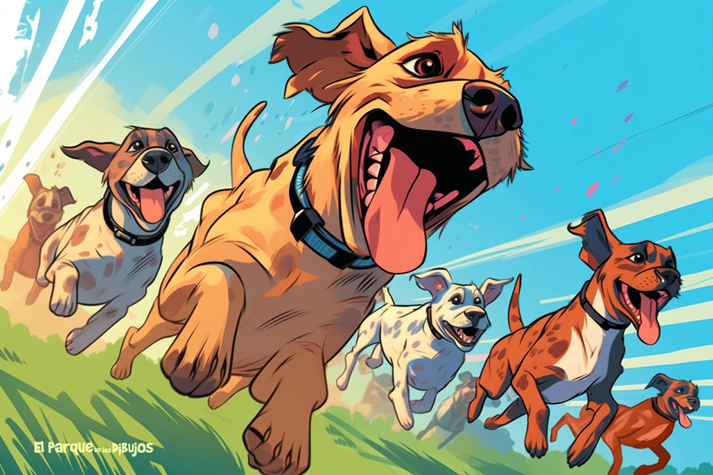 Ilustración de unos perros corriendo para descargar en PDF