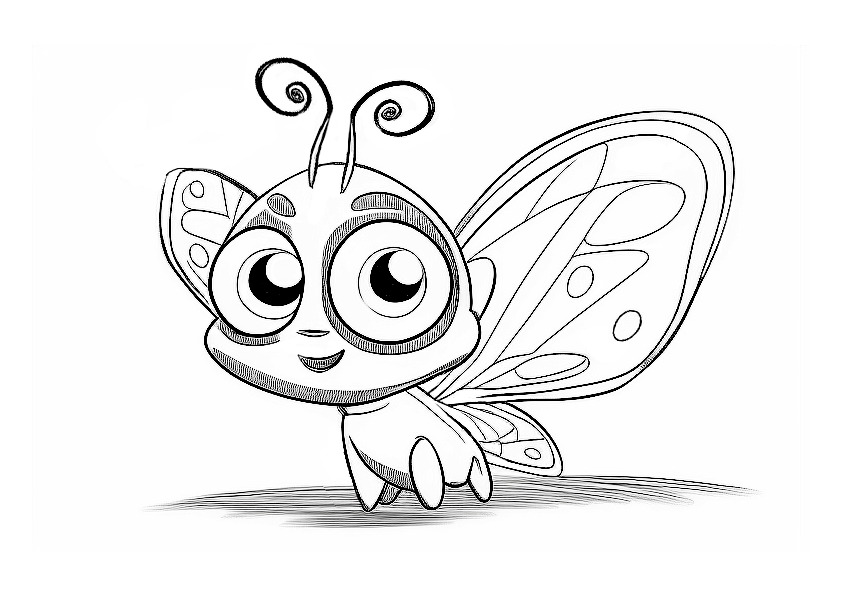 Dibujo de una mariposa infantil para colorear
