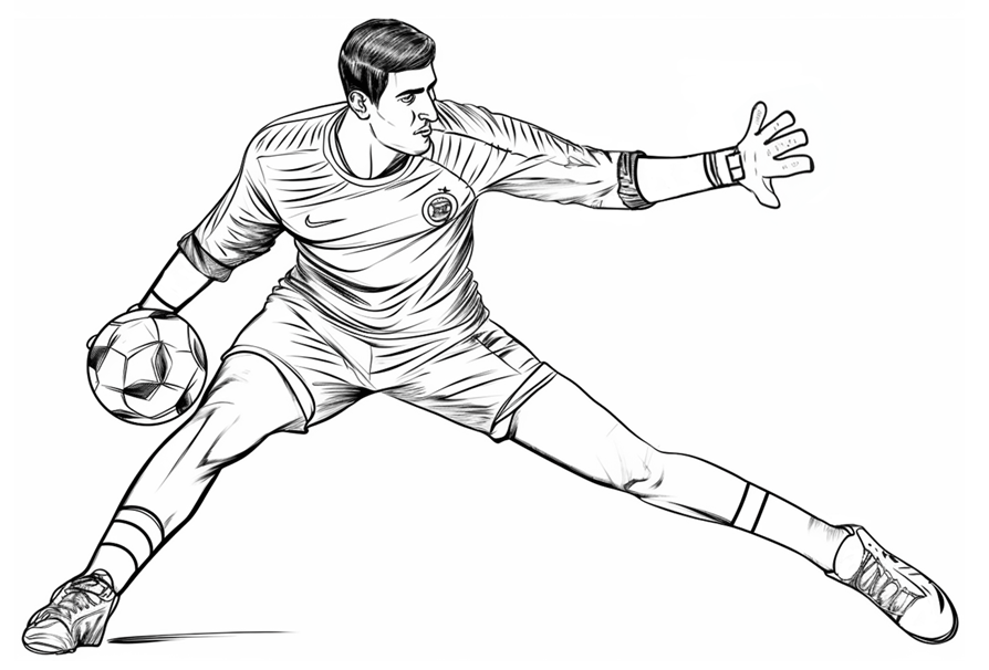 Dibujo para colorear del portero del Real Madrid Thibaut Courtois.