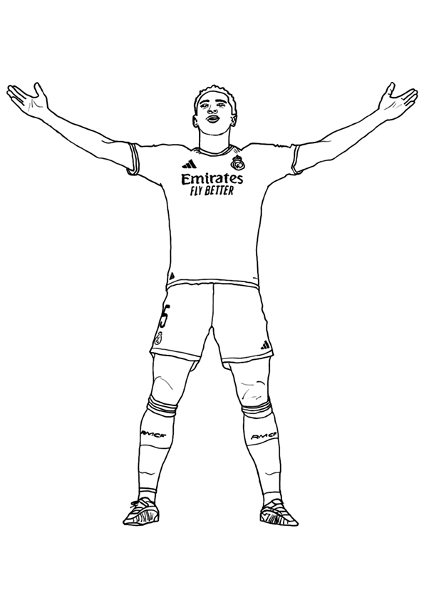 Imagen de Jude Bellingham celebrando un gol para colorear