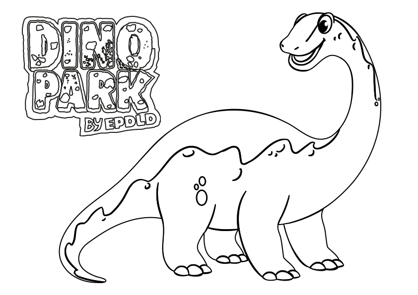 Dibujo Para Colorear Un Dinosaurio Brontosaurio Con El Logo De Dino