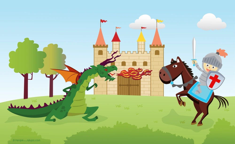 Dibujo para descargar de un caballero de la época medieval luchando con ...