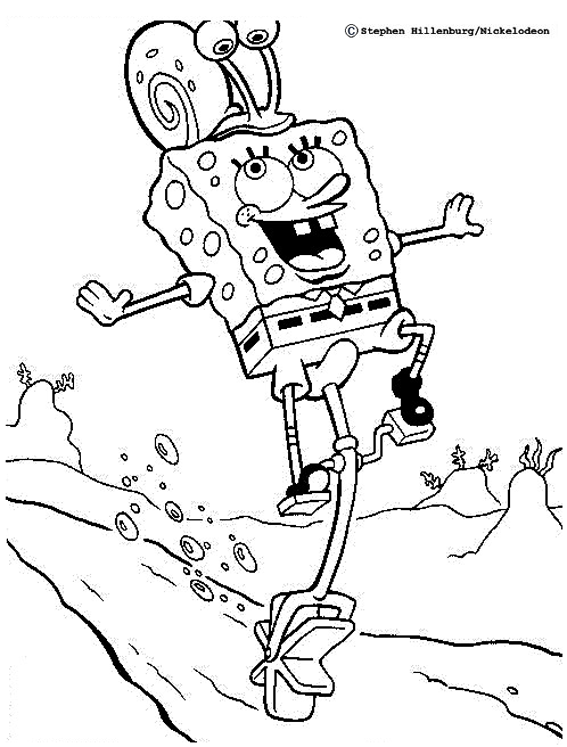 Dibujos para colorear Bob Esponja y Gary el Caracol