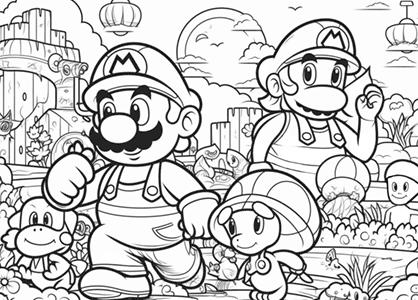 Dibujos de Super Mario Bros, para descargar, colorear y pintar