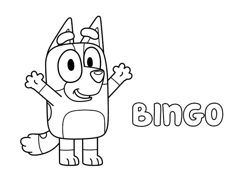 Bingo character from Bluey coloring page, Bingo heeler coloring sheet